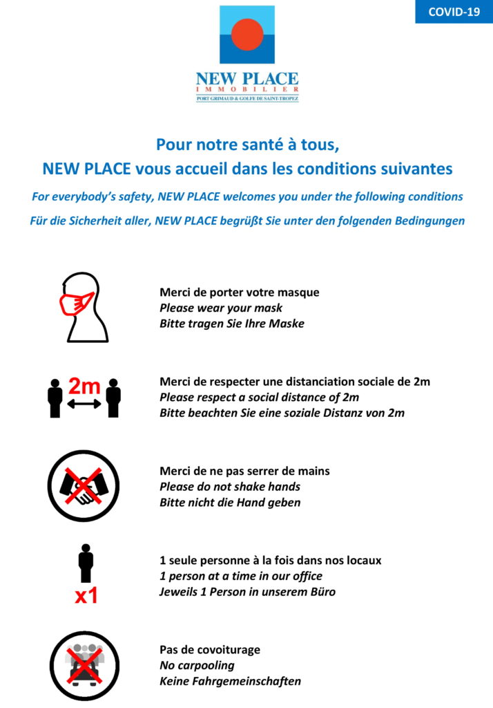COVID-19 – Consignes sanitaires à notre clientèle | New Place